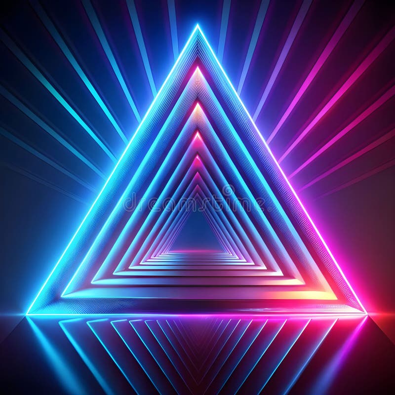 Cool Geometric Triangular Figure in a Neon Laser Stock Illustration ...