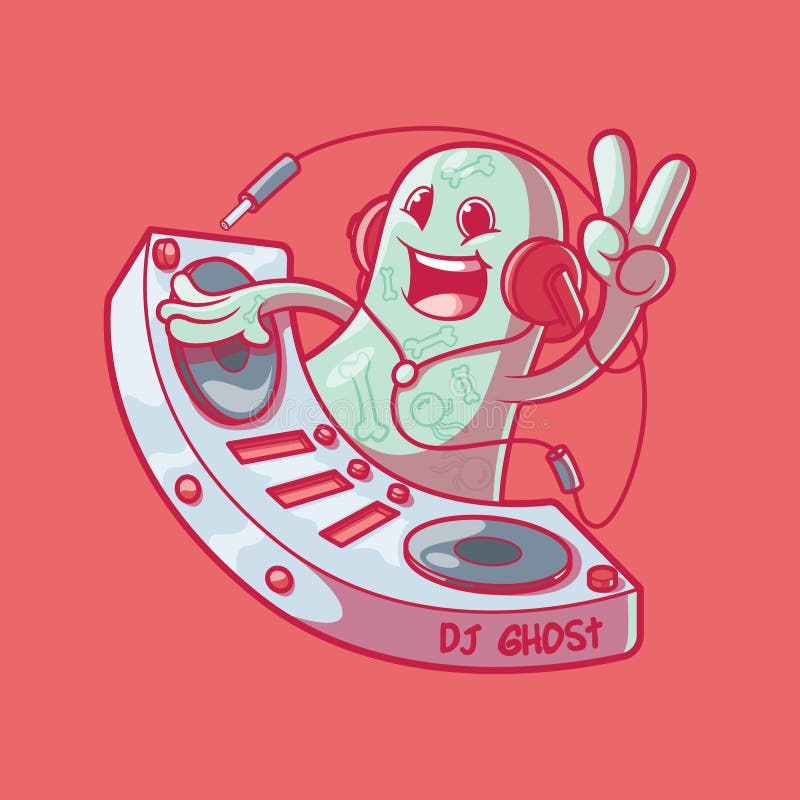 Cool Ghost Character As a DJ Vector Illustration. Stock Vector ...
