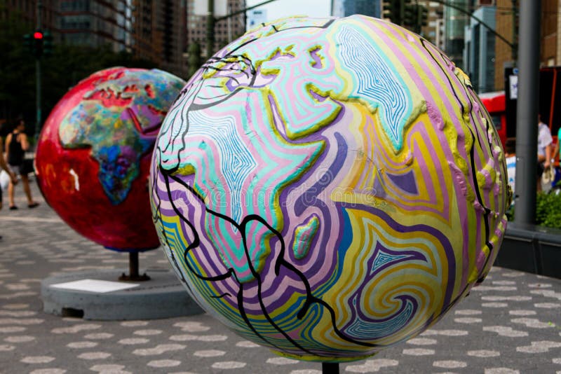 Cool Globe Exhibit in Manhattan, NYC. Editorial Stock Photo - Image of ...