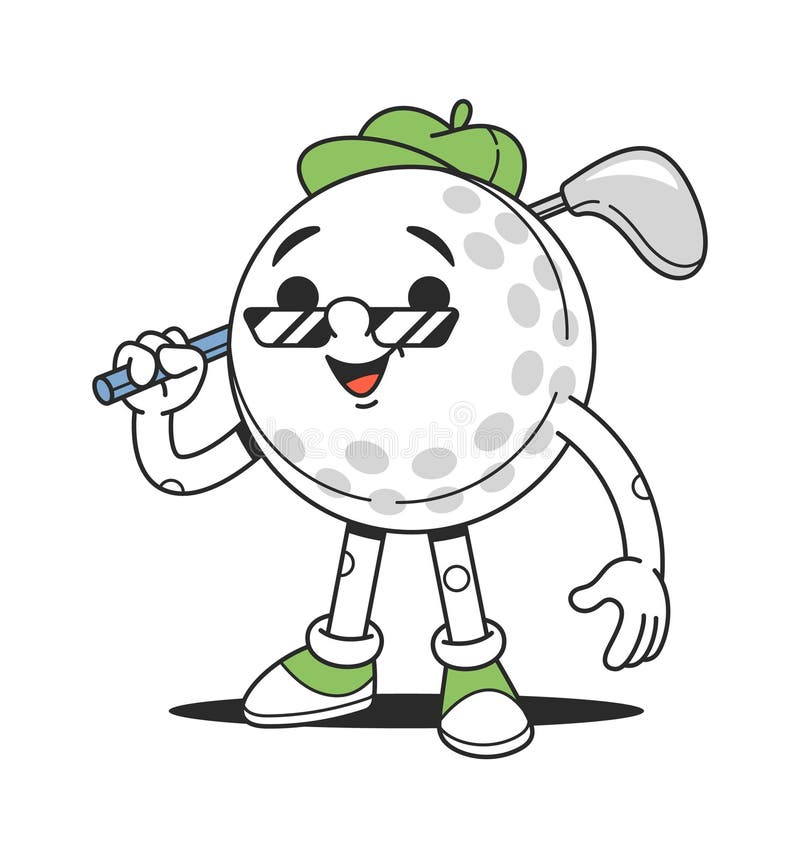 Cool Golf Ball Character Doodle Stock Vector - Illustration of funky ...