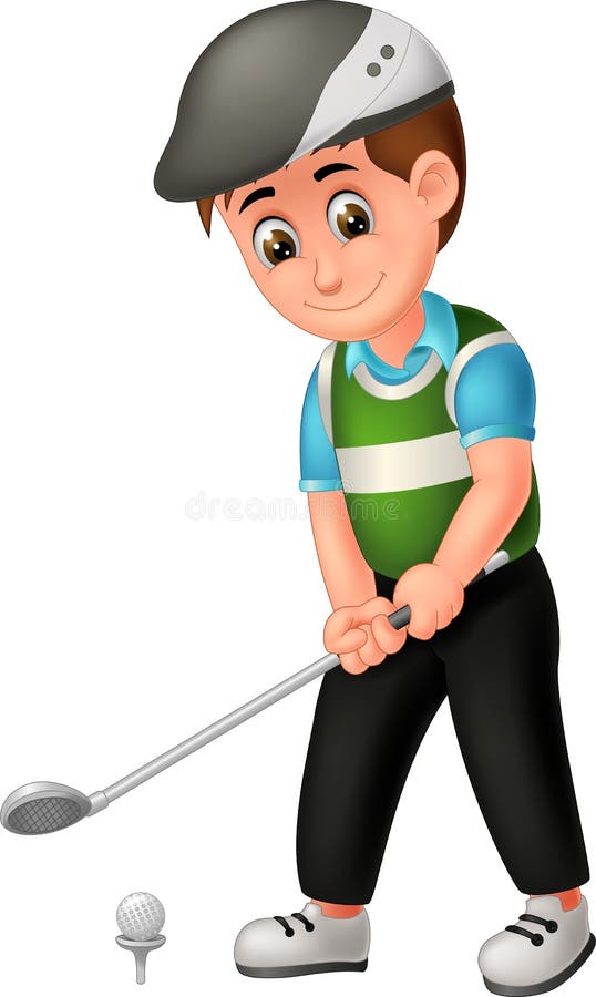 Cool Golf Player Boy in Red Blue Shirt Cartoon Stock Illustration ...
