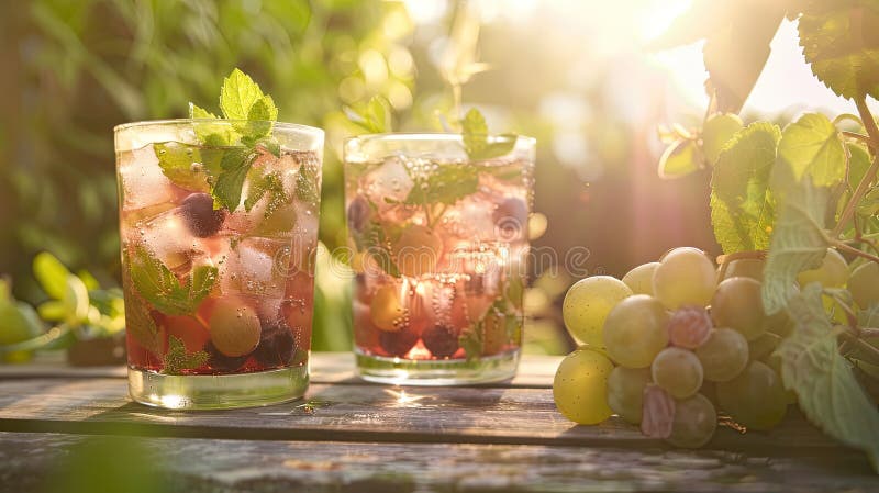 Cool Grape Cocktail on the Table. Selective Focus Stock Image - Image ...