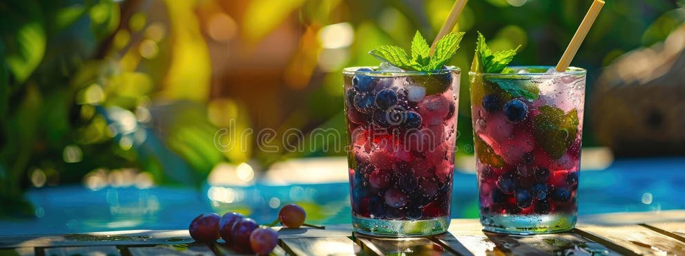 Cool Grape Cocktail on the Table. Selective Focus Stock Photo - Image ...