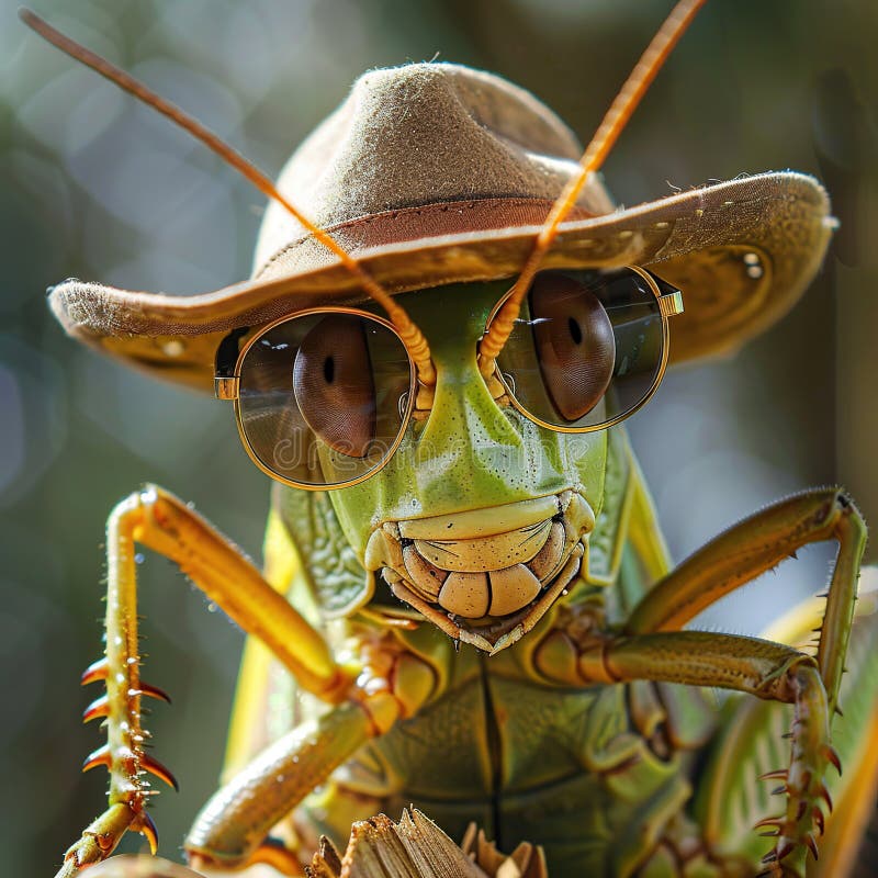 Cool Grasshopper Wearing a Hat and Sunglasses Stock Illustration ...