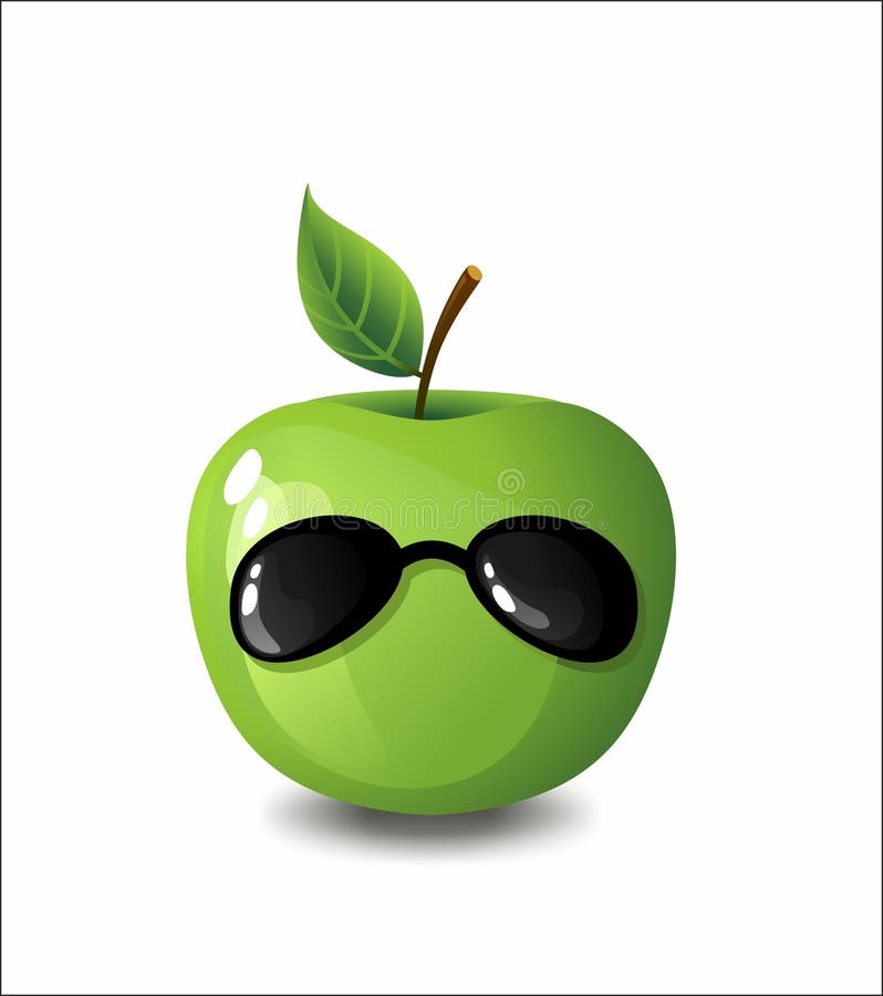 Cool green apple stock illustration. Illustration of organic - 117510236