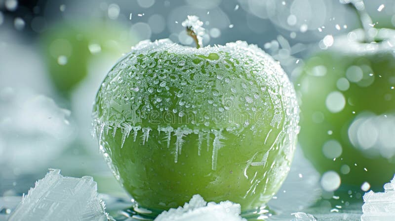 A Cool Green Apple Slush with Ice Crystals on the Surface Stock ...