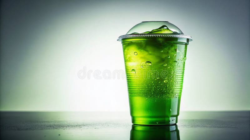 Cool Green Tea Silhouette in Plastic Cup a Refreshing Summer Beverage ...
