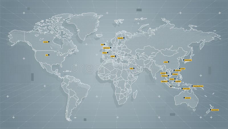 Cool Grey Abstrak Technologi Vector Tech Stylized Modern World Map ...