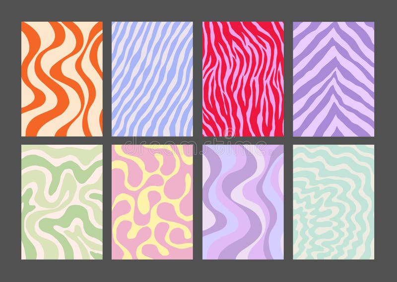 Cool Groovy Pattern Posters Collection. Set of Y2K Textures. Trendy ...