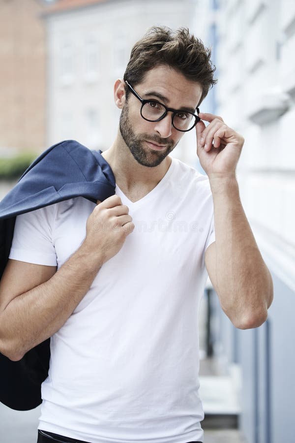 Cool guy in spectacles stock image. Image of model, looking - 80178845