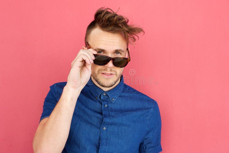Cool Guy Standing with with Sunglasses Stock Image - Image of face ...