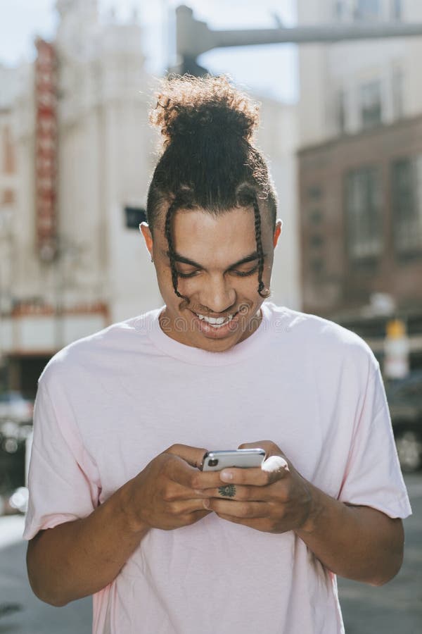 Cool Guy Texting on His Phone Stock Image - Image of cellphone, happy ...