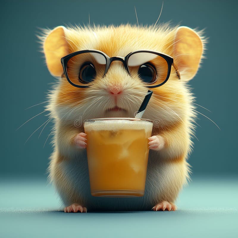 Cool Hamster Enjoying Summer Coffee Stock Illustration - Illustration ...