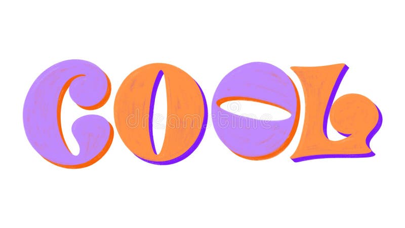 Cool. Hand Drawn 3D Textured Modern Script. Trendy Luxury Lowercase ...