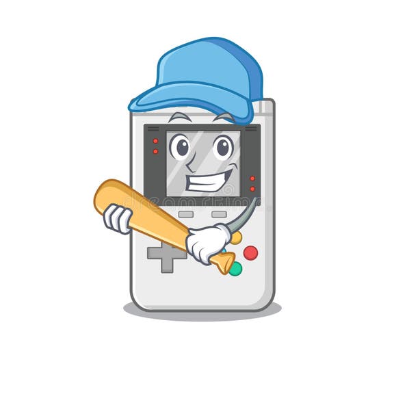 Cool Handheld Game Scroll Cartoon Character Design with Baseball Stock ...