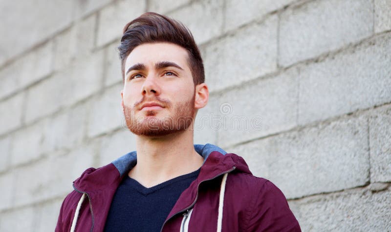 Cool Handsome Guy at Outside Pointing Something Stock Image - Image of ...