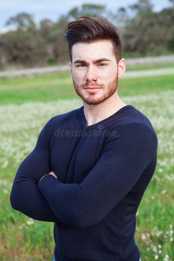Cool Handsome Guy with Beard at Outside Stock Image - Image of fashion ...