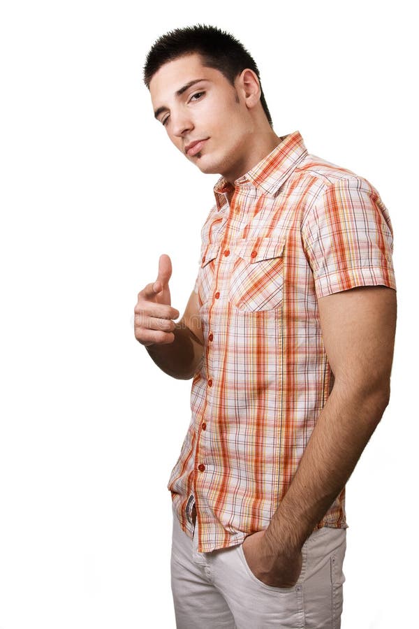 Cool Handsome Guy Isolated on White Stock Image - Image of model, pose ...