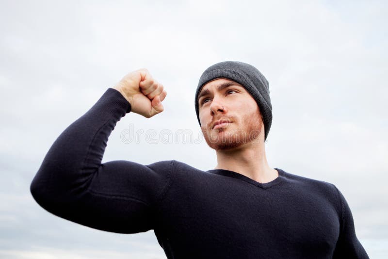 Cool Handsome Guy with Strong Arms Stock Image - Image of american ...