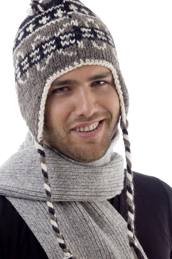 Cool Handsome Guy Wearing Woolen Cap Stock Photo - Image of adult ...