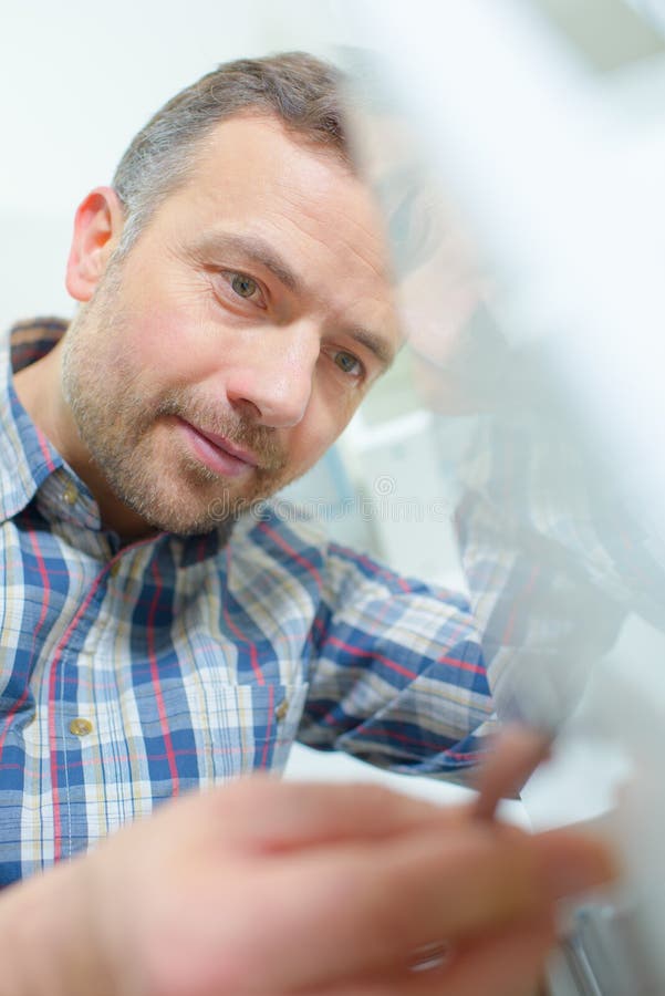 Cool Handsome Man Looking Doing Something Stock Photo - Image of single ...