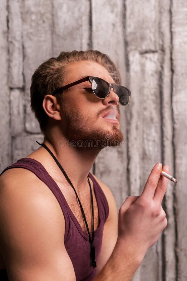Cool handsome smoking. stock image. Image of confident - 37716169