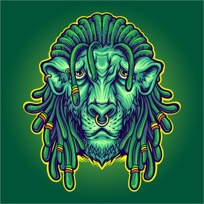 Cool Lion Head Rasta Culture Logo with Hat Reggae Colour Illustrations ...