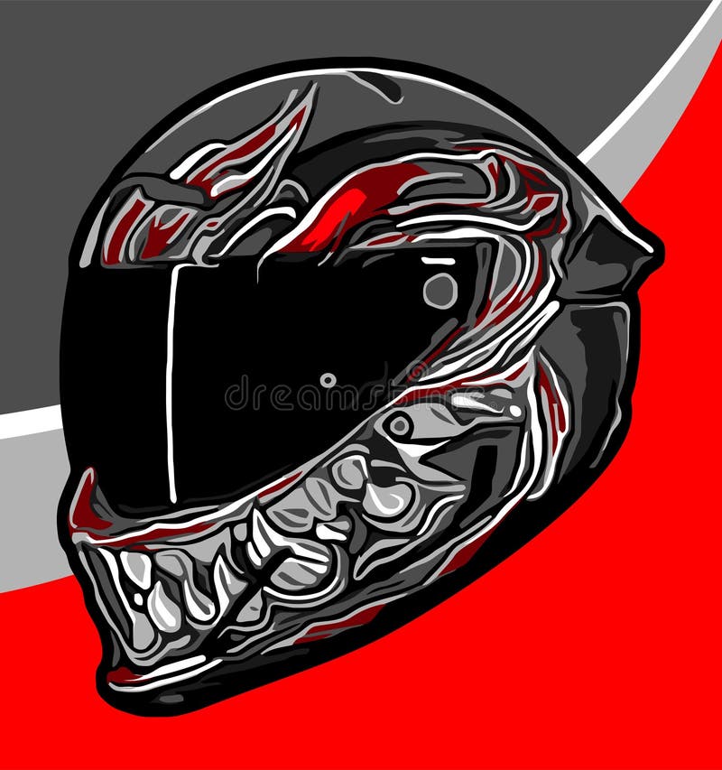 A Cool Helmet with a Monster Pattern Stock Vector - Illustration of ...