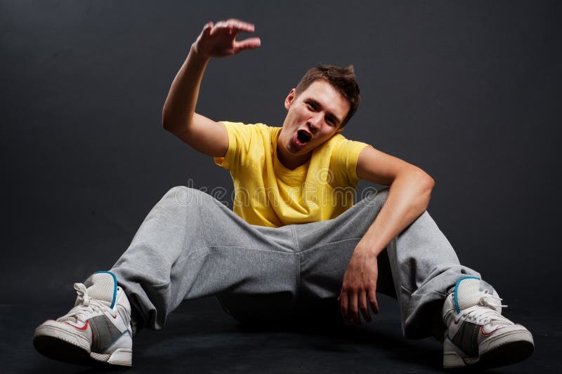 Cool Hip-hop Guy in Yellow T-shirt Stock Image - Image of posing, cool ...