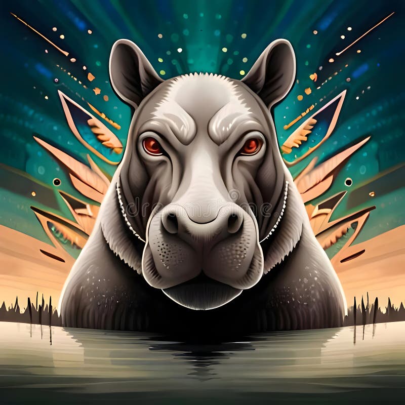 Cool Hippo Graphic Style - Ai Generated Image Stock Image - Image of ...
