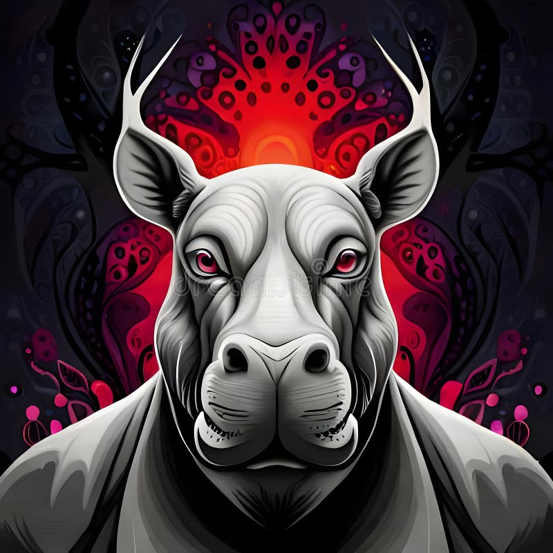 Cool Hippo Graphic Style - Ai Generated Image Stock Image - Image of ...