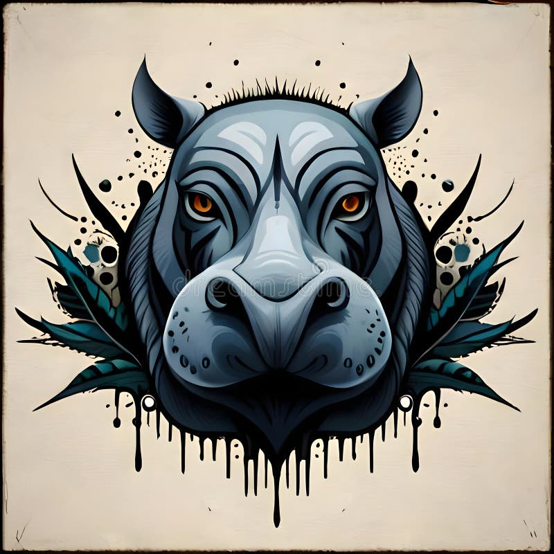Cool Hippo Graphic Style - Ai Generated Image Stock Image - Image of ...