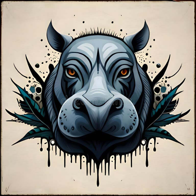 Cool Hippo Graphic Style - Ai Generated Image Stock Image - Image of ...