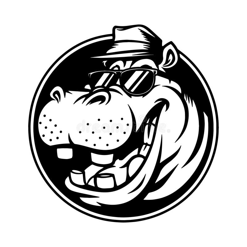 Cool Hippo Wearing Hat and Sunglass Stock Vector - Illustration of ...
