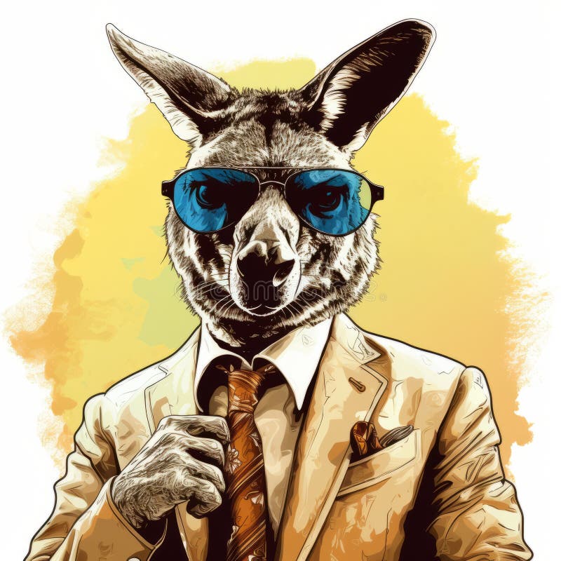 Cool Kangaroo in Steampunk Style with Explosive Pigmentation Stock ...