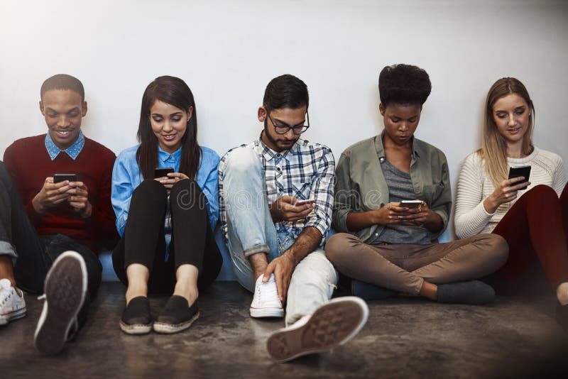 These Cool Kids are so Connected. a Group of University Students Using ...