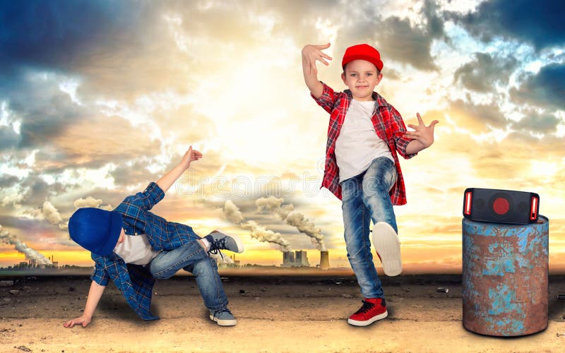 Boy Dancing Hip-Hop . Children`s Fashion.the Young Rapper.Cool Rap DJ.a ...