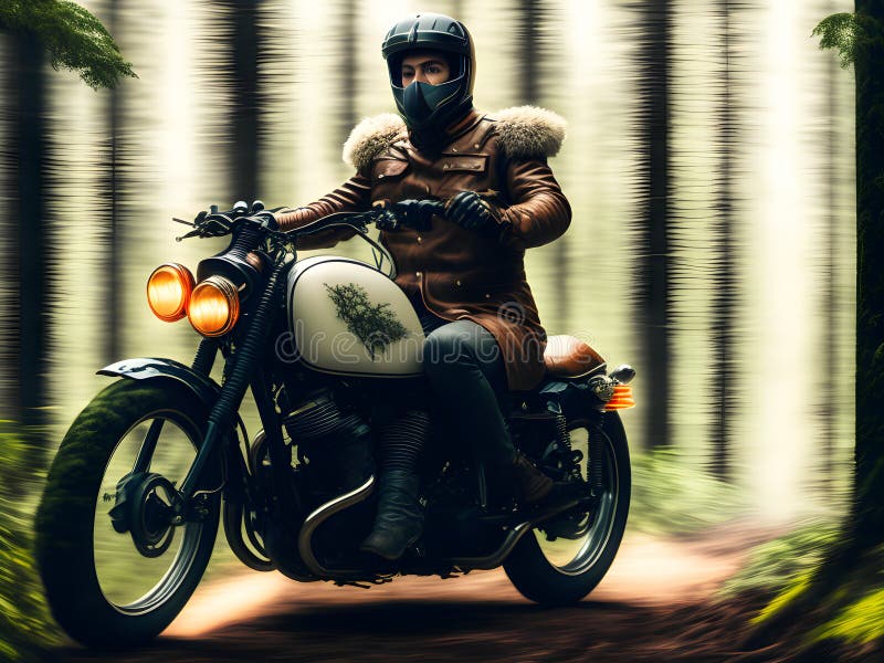 Cool King on Motorcycle, Generative AI Illustration Stock Illustration ...