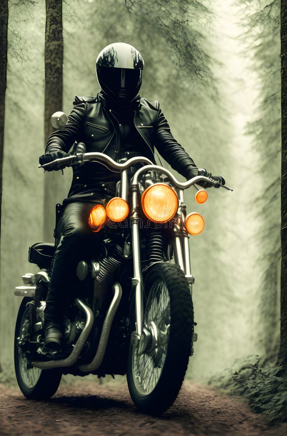 Cool King on Motorcycle, Generative AI Illustration Stock Illustration ...