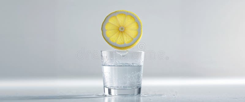 Cool Lemon Falling in To the Glass of Water Stock Image - Image of ...