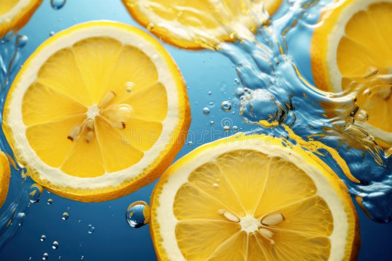 Cool Lemon Slices Water. Generate Ai Stock Photo - Image of background ...