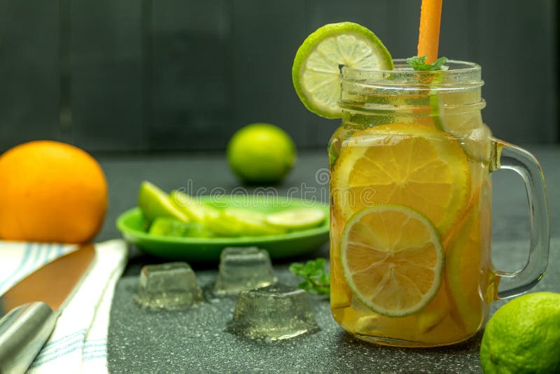 Cool Lemonade Made from Orange and Ice Cubes Stock Photo - Image of ...