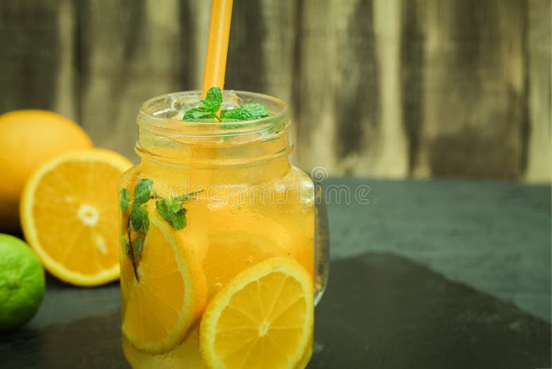 Cool Lemonade Made from Orange and Lime Slices Stock Image - Image of ...