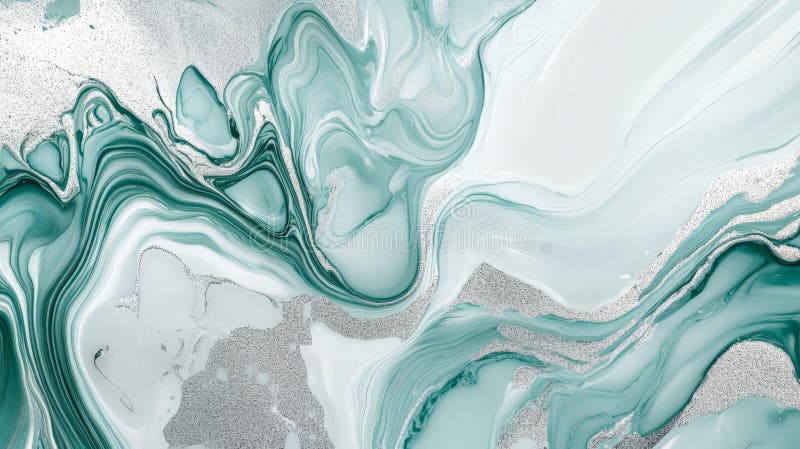 A Cool Liquid Marble Background in Soft Teal with Silver Accents ...