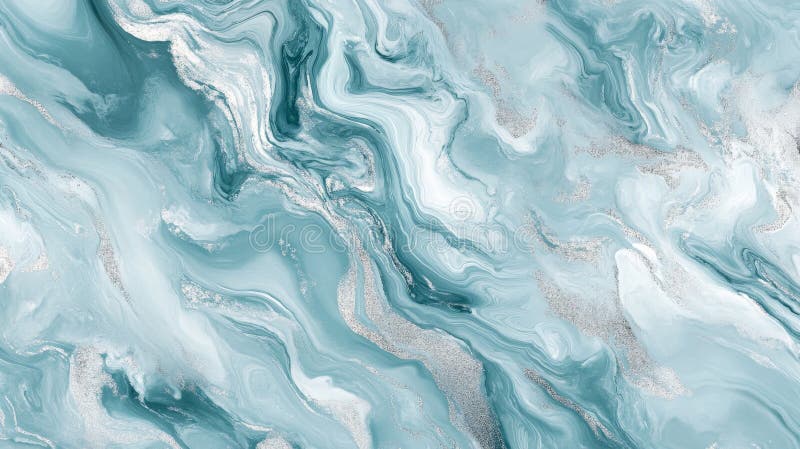 A Cool Liquid Marble Background in Soft Teal with Silver Accents ...