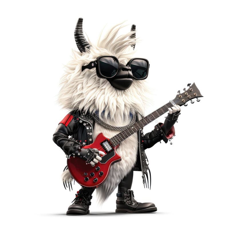 Cool Llama Rocker with Electric Guitar, Sunglasses, and Leather Jacket ...
