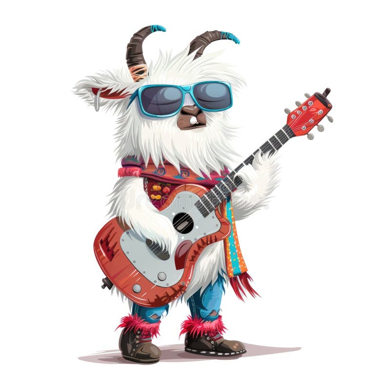 Cool Llama Rocker with Electric Guitar, Sunglasses, and Leather Jacket ...