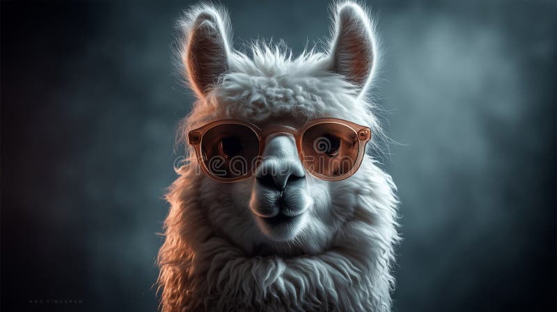 Cool Llama Wearing Sunglasses Stock Image - Image of head, face: 382028393