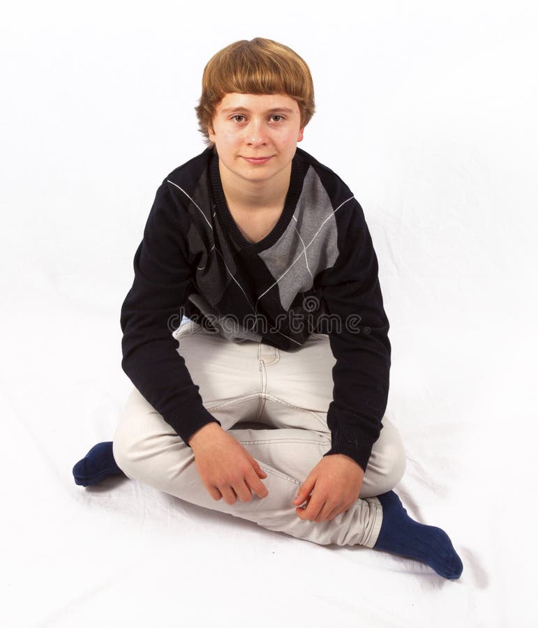Cool Looking Boy Sitting on the Floor Stock Image - Image of natural ...