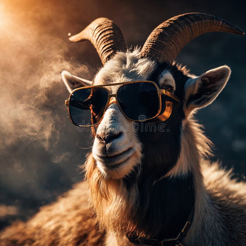 Cool Looking Goat with Modern Sunglasses Stock Illustration ...
